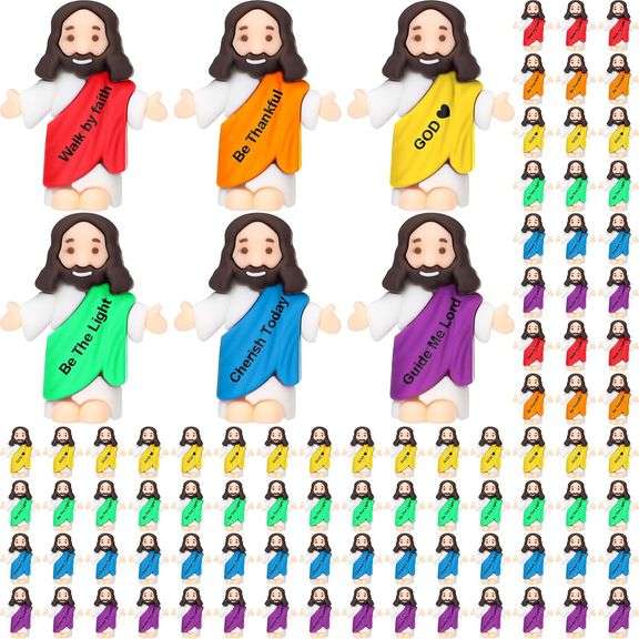 Barydat 200 Pcs Mini Jesus Figurines Bulk Tiny Jesus Toys Little ...
