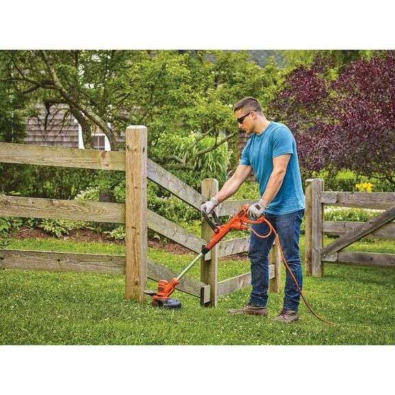 14 in. 6.5 Amp Corded Electric Single Line 2-In-1 String Trimmer & Lawn ...