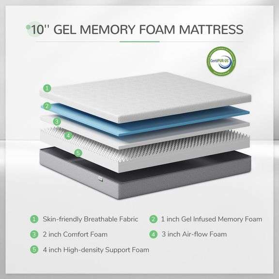 Novilla Queen Mattress, 10 Inch Gel Memory Foam Queen Size Mattress for ...