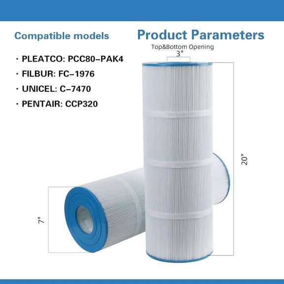 AmiBron C-7470 Pool Filter Cartridge Replaces Pentair CCP320,Pleatco ...