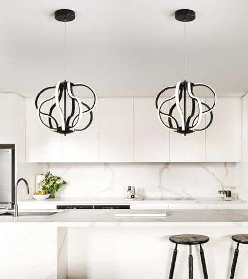 Munbea Modern Black LED Chandelier Ceiling Light Fixture, 8 Lights ...