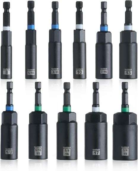 toolant Deep Nut Driver Set, 11pcs SAE/Metric Impact Driver Bit Set 1/4 ...