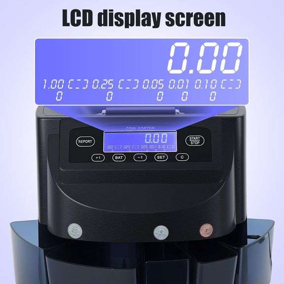Coin Counter Machine with LCD Screen, 500 Coins Capacity Electric Coin ...