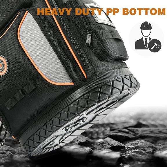 Tool Bag Backpack, 75 Pockets & Loops Heavy Duty Tools Organizer Bags ...