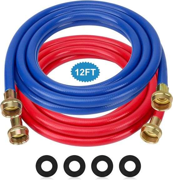 12FT Rubber Washing Machine Hoses,Washer and Dryer Hose 3/4 Connection ...
