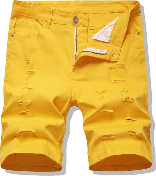 LONGBIDA Men's Ripped Shorts Jeans Loose Fit Classic Stretch Destroyed ...