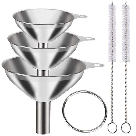 6Pcs Metal Stainless Steel Funnel, Large Small Funnel Set of 3, Food ...