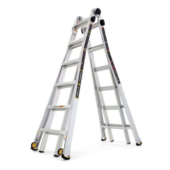 26 ft. Reach MPXW Aluminum Multi-Position Ladder with Wheels, 375 lb ...