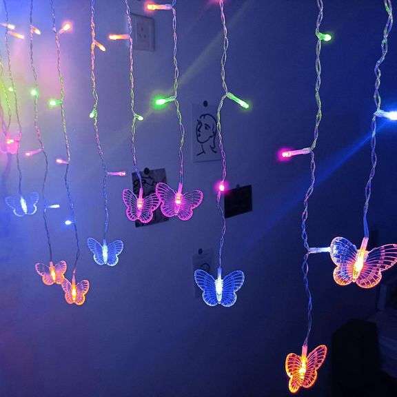 Butterfly Curtain Lights 120 LED 19.7FT USB Powered 8 Modes Remote ...