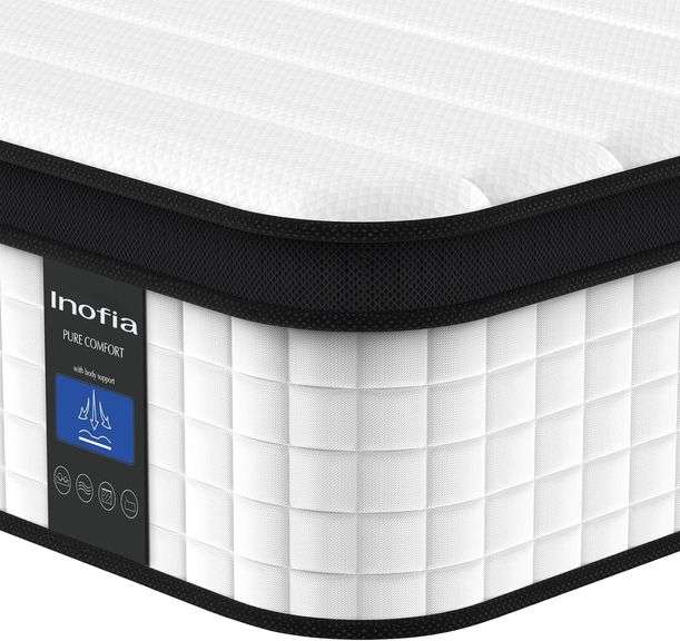 Inofia Twin Mattress, 12 Inch Hybrid Innerspring Single Mattress Cool ...