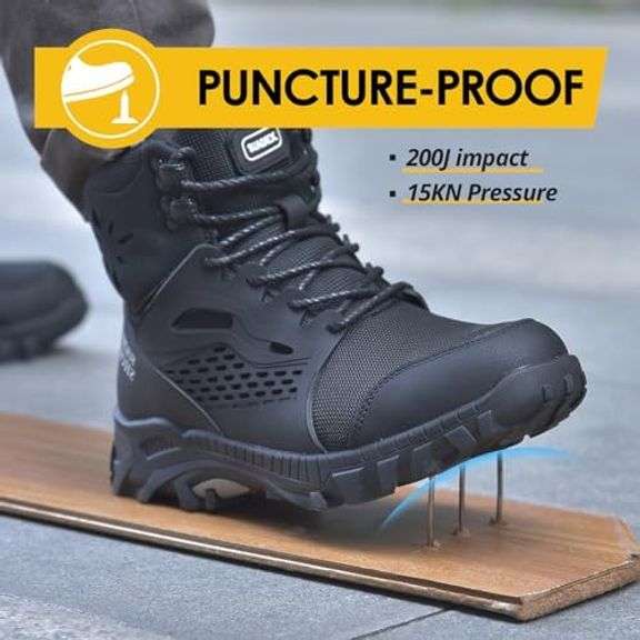 SUADEX Steel Toe Boots for Men Waterproof Work Construction Boots for ...