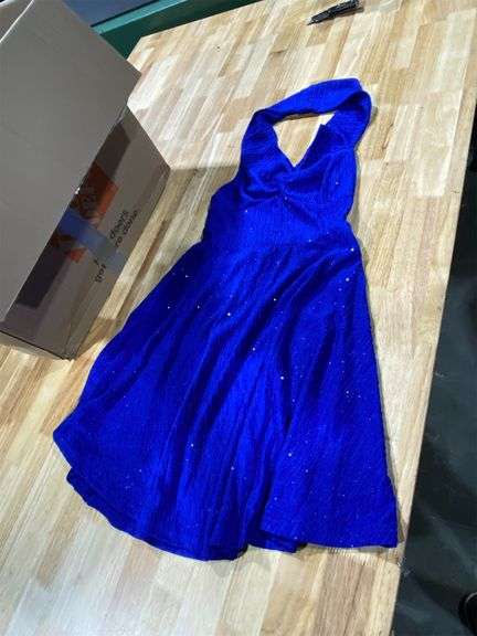 Small royal blue halter dress - Matthews Auctioneers