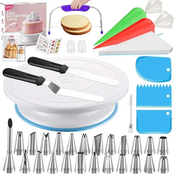 Syntus 65 PCs Cake Decorating Kit with Cake Stand Turntable, 30+1 ...