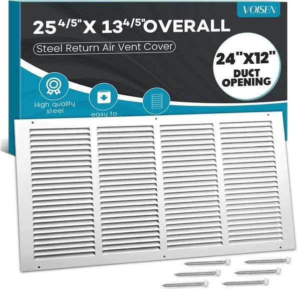 VOISEN Return Air Grille,Fits 24x12 Duct Opening,Steel Return Vent ...