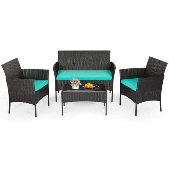 FDW Patio Furniture Set 4 Pieces Outdoor Rattan Chair Wicker Sofa ...
