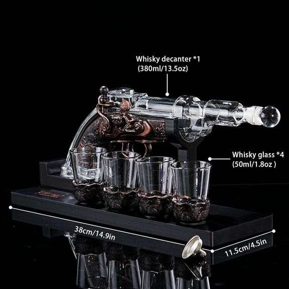Gun Whisky Decanter Set with 4 Shot Glasses,Cool,Unique Gifts for Men ...