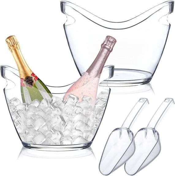 Ice Bucket 2 Pcs 4 Liter Beverage Tub Champagne Wine Bucket for Parties ...