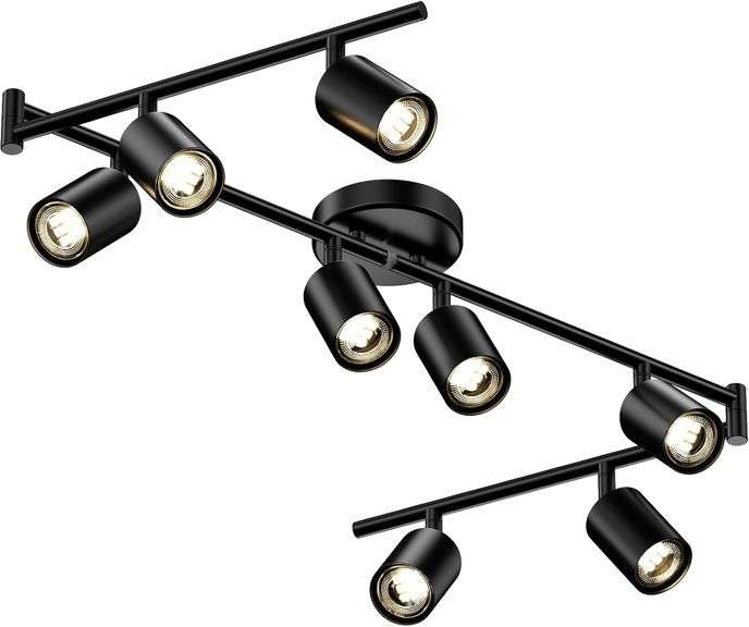 Lavendex LED 8 Light Track Lighting Kit, Black Ceiling Spotlights ...