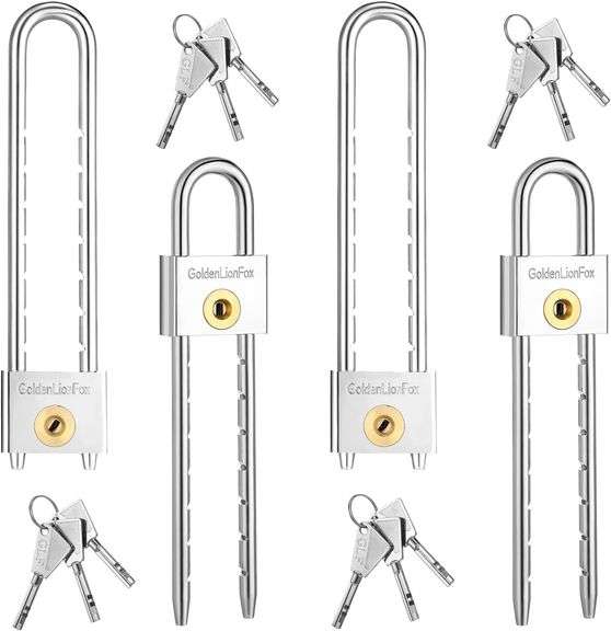 Photect 4 Pcs Long Shackle Padlock with Key 2 Inch Wide Waterproof ...