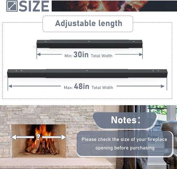Flamorrow Adjustable Rod and Valance Kit - Fireplace Curtain Rod Kit ...