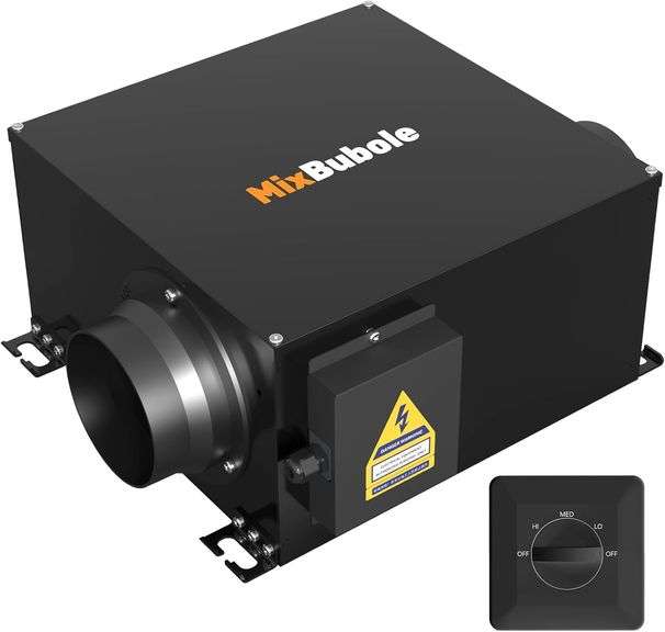 200CFM Ultra Quiet Bathroom Exhaust Fan, Inline Duct Fan with Speed ...