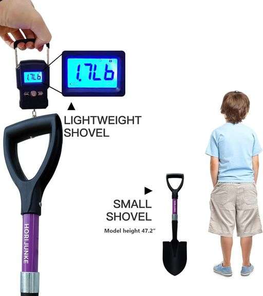 Beach Shovel, Round Small Head with Wooden D-Handle, Metal Garden ...