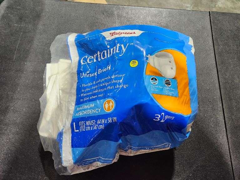 Walgreens Certainty Incontinence Briefs with Tabs, Unisex, Maximum ...