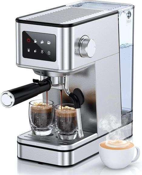 Espresso Machine, 20 Bar Professional Espresso Maker, Milk Frother Steam Wand for Latte, Compact ...