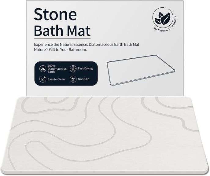 Stone Bath Mat Diatomaceous Earth Shower Mat Non-Slip Super Absorbent ...
