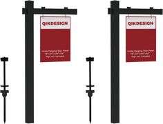 Qikdesign Vinyl PVC Real Estate Sign Post with Flat Cap 6' Tall - Black ...