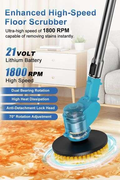 Electric Spin Scrubber Extra Long Foldable,Cordless Rechargeable Spin ...