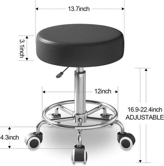 Rolling Stool, Heavy Weight Capacity 250lb, PU Leather Rolling stools ...