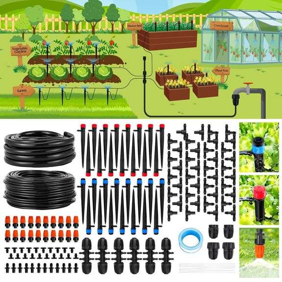240FT Drip Irrigation System,Automatic Drip Irrigation Kit with 1/2 ...