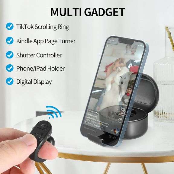 Upgrade Scrolling Ring, Remote Control for TikTok, Bluetooth Ring ...