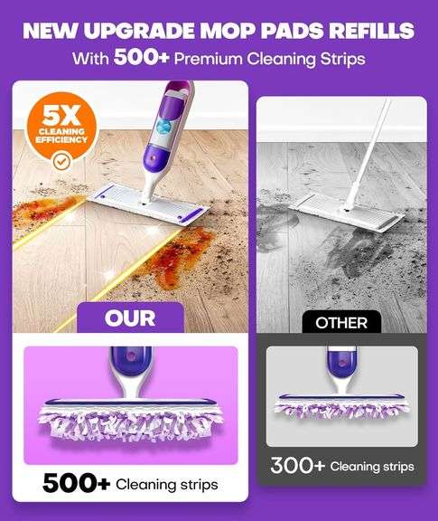 5X Cleaning Power Mop Refills for Swiffer Power Mop, 500+ Strips Multi ...
