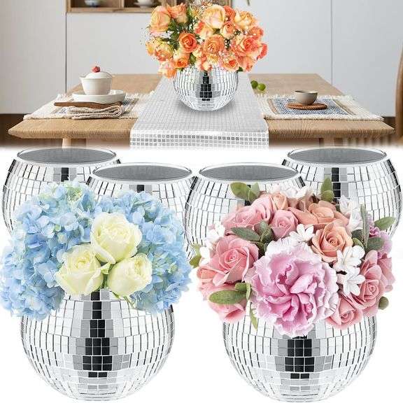Quaocens 6 Pcs Disco Ball Vase,Disco Ball Planter for Centerpieces with ...