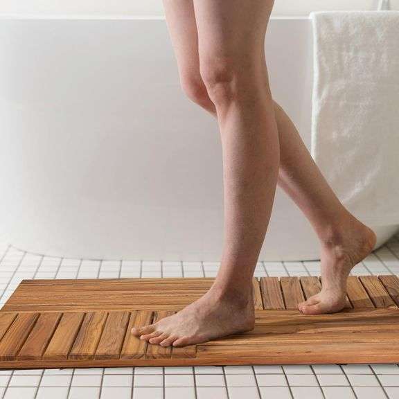Utoplike Teak Wooden Shower Mat, Wood Bath Mat, Large Bathroom Mat for ...