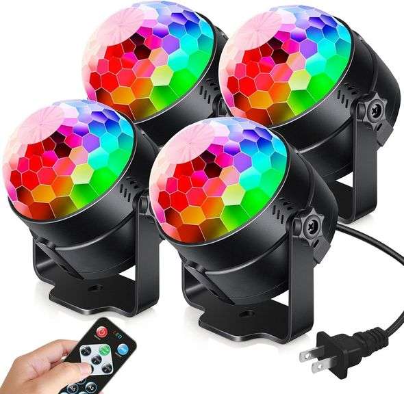 4-Pack Sound Activated Party Lights with Remote Control Dj Lighting ...