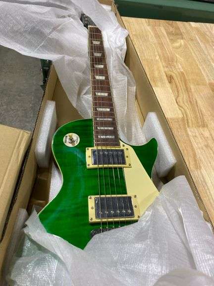 ivy ILS-300 EGR Les Paul Solid-Body Electric Guitar, Emerald Green ...