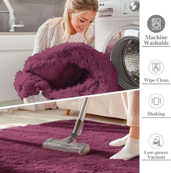 OLANLY Area Rugs for Living Room Bedroom, Machine Washable 4' x 5'11 ...