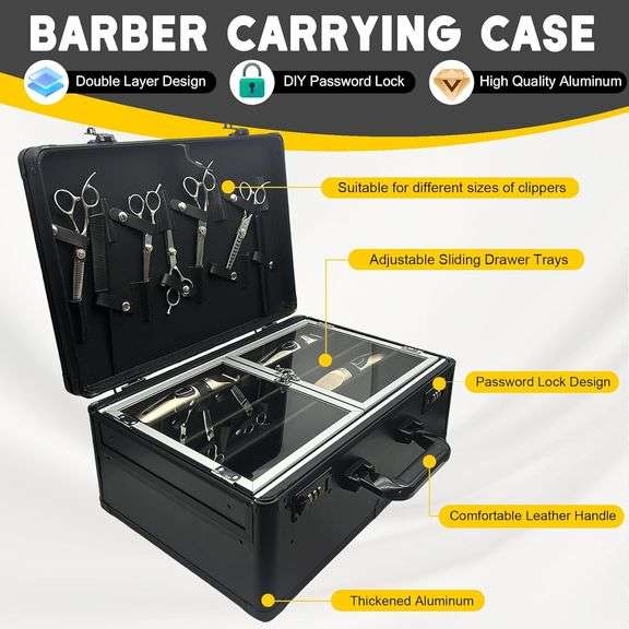 Professional Barber Carrying Case(16.5 x 7.2 x 11.8 inches), Barber ...
