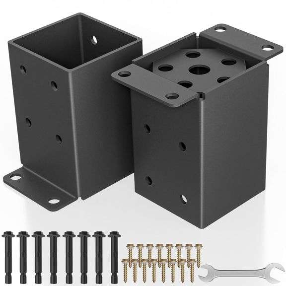 2 PCS Metal 4 4 Post Base, Inner Size 3.5"x3.5" Heavy Duty Post Bracket ...