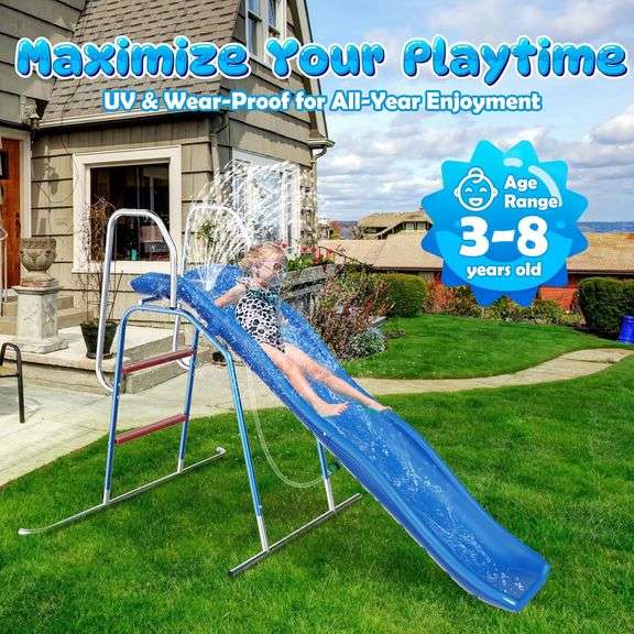 OHYEMO Water Slide for Kids Backyard, Outdoor Waterslide with 3-Zone ...