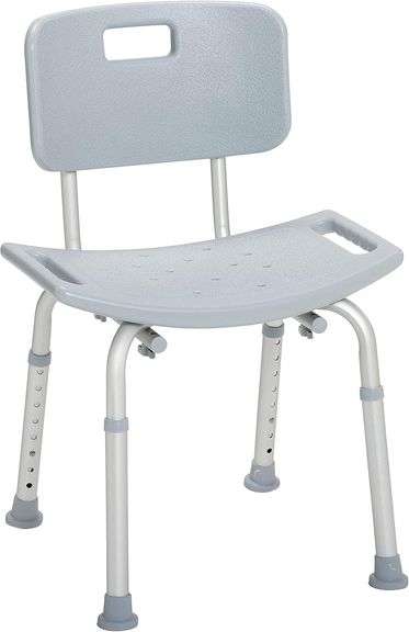 Drive Medical RTL12202KDR Shower Chair with Back, Adjustable Stool with Suction Feet, Shower ...