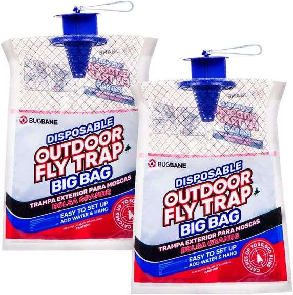 Fly Traps Outdoor Fly Trap for Patio. 2 Large Non-Toxic Pre-Baited ...