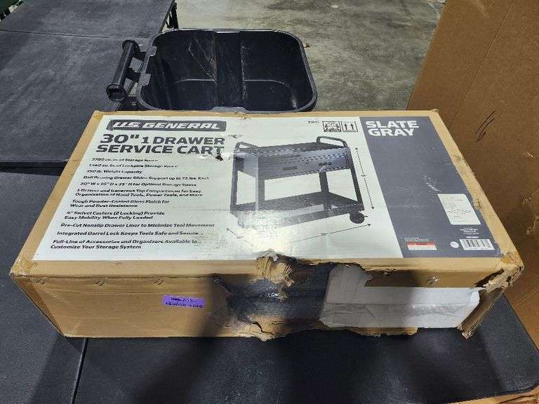 U.S. GENERAL 30 in., 1-Drawer Service Cart, Slate Gray - Matthews ...