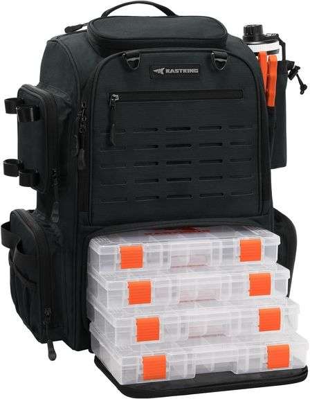KastKing Bait Boss Pro Fishing Tackle Backpack with Rod Holders, 4 ...