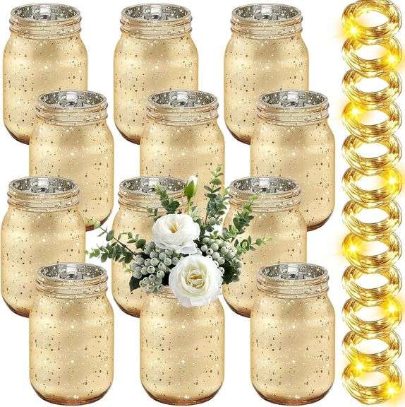Tioncy 12 Pcs Painted Mason Jars for Table Glass Decorative Jars with ...