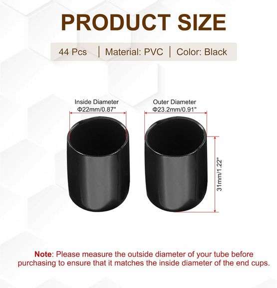 PATIKIL 22mm/0.87" Rubber End Caps, 44 Pcs Screw Caps Covers Flexible ...
