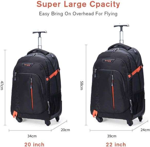 AOKING 20/22 Water Resistant Rolling Wheeled Backpack Laptop ...